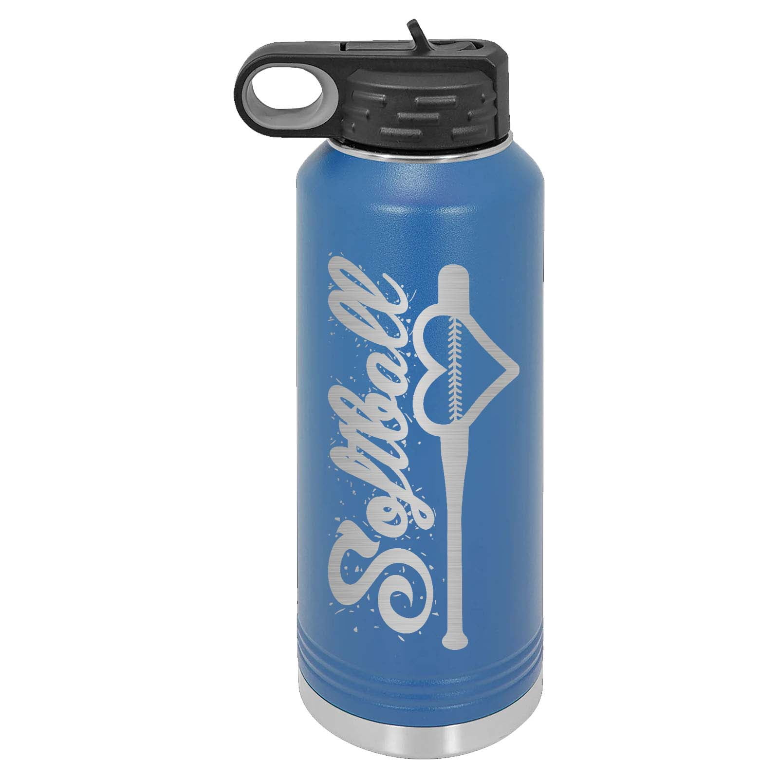 Mato & Hash 32oz Softball Laser Engraved Water Bottle Royal LASLWB204 ...
