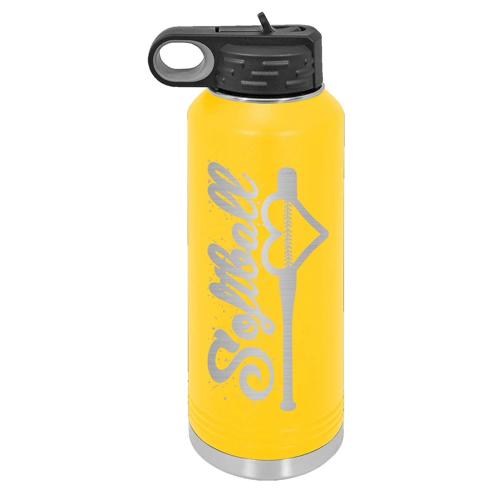 Mato & Hash 32oz Softball Laser Engraved Water Bottle Yellow LASLWB216 ...