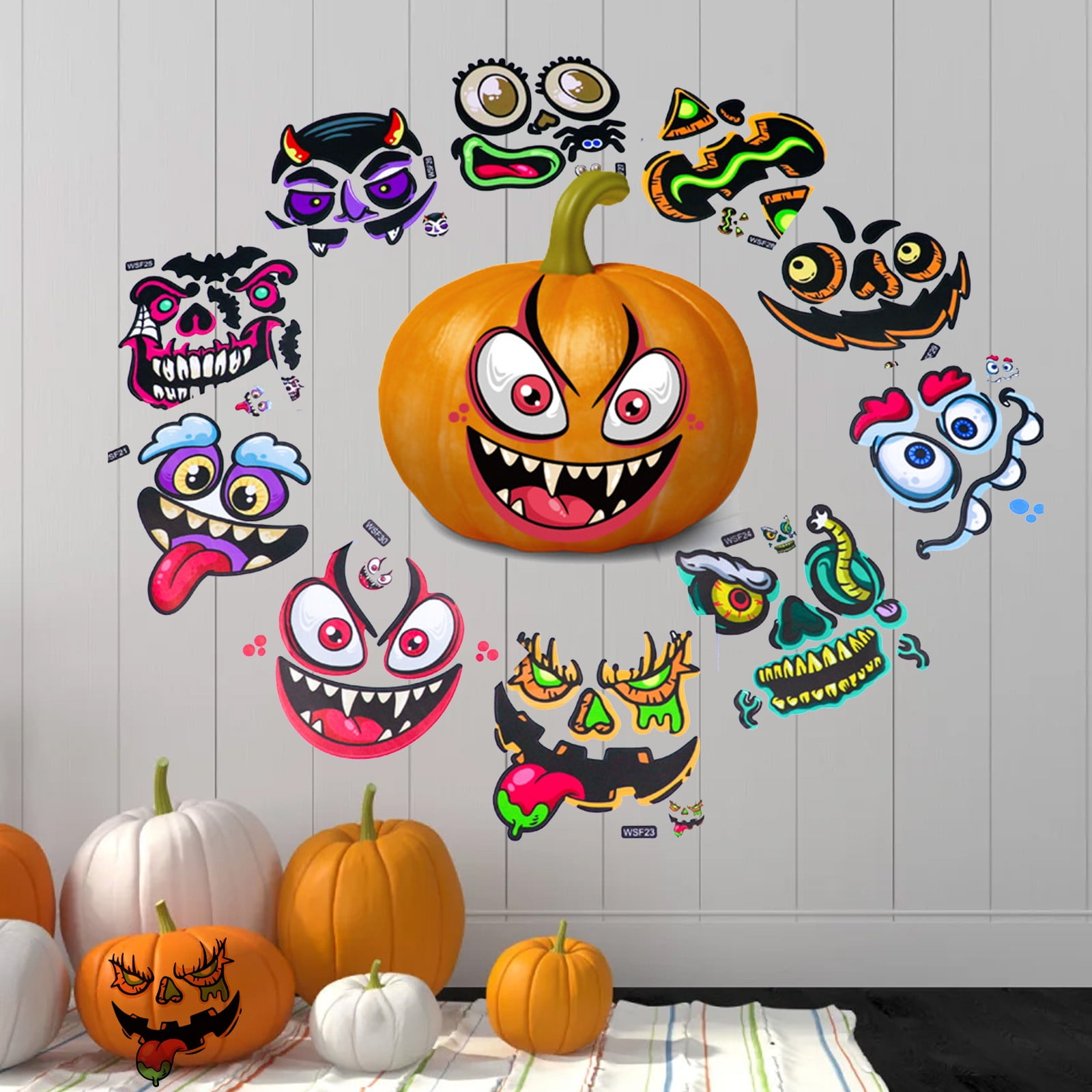 Matoen 10 Pieces of Mini Halloween Pumpkin Face Stickers,Mini Pumpkin ...