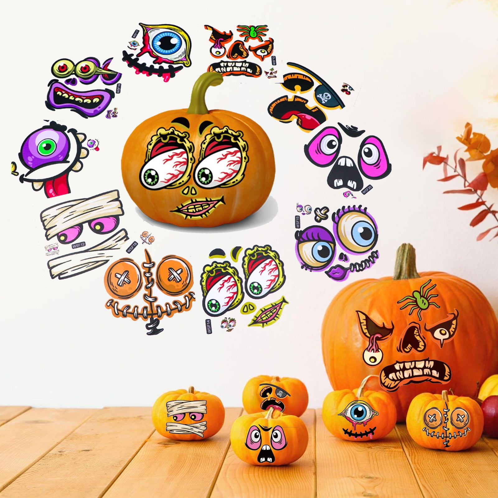Matoen 10 Pieces of Mini Halloween Pumpkin Face Stickers,Mini Pumpkin ...