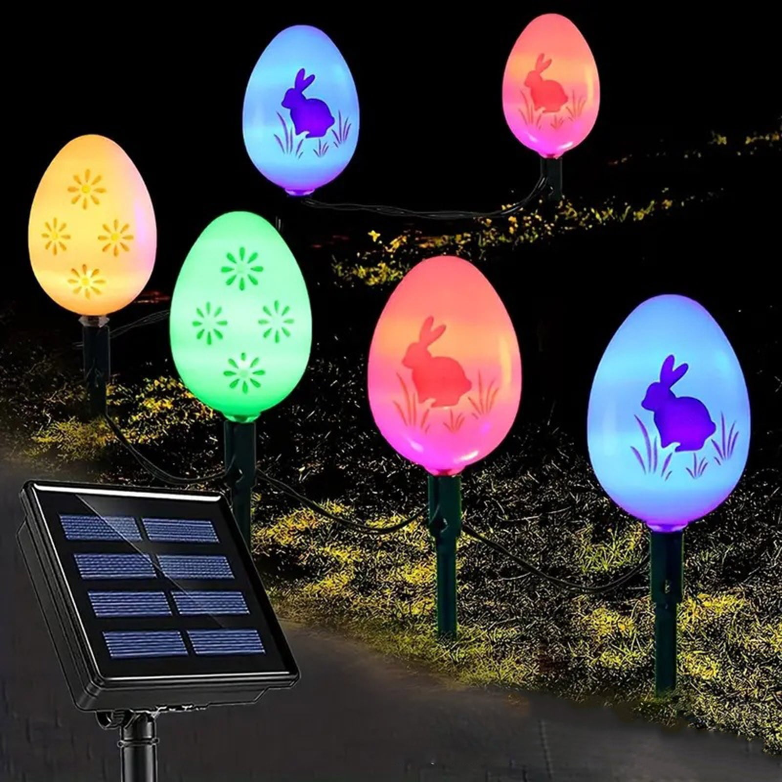 Matoen 11.4Ft 10 LED Solar Easter Eggs Stake Lights for Easter ...