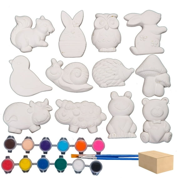 Matoen 12 Sets Animal Kids Arts and Crafts Set Ceramic Painting Kit ...