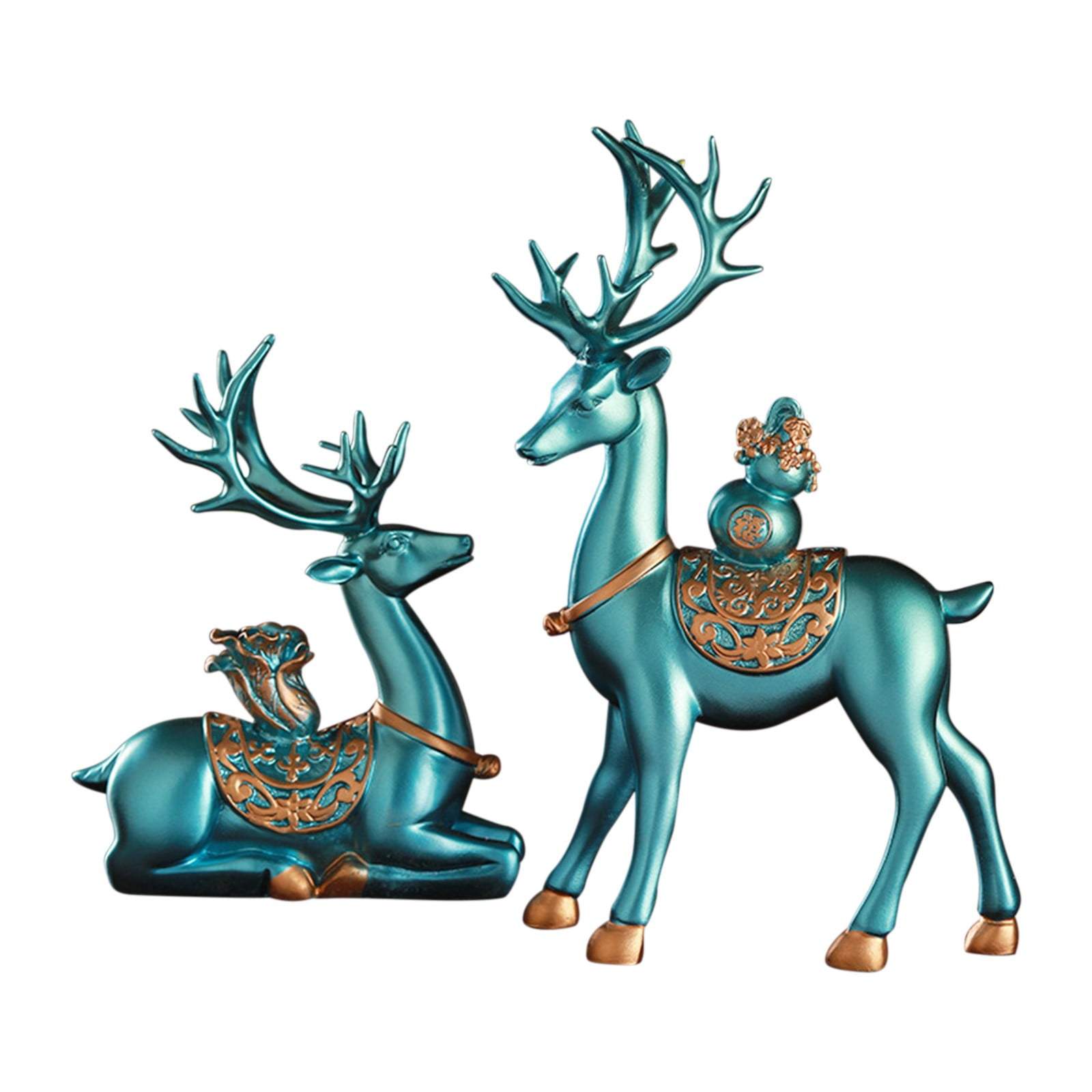 Matoen 2 Pcs Christmas Resin Sitting Standing Deer Statue, Reindeer ...