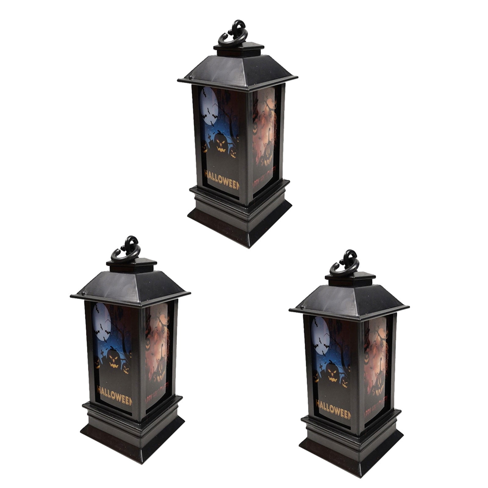 Matoen 3 Pcs Halloween Lantern with Flickering LED Candle Bulk Hanging ...