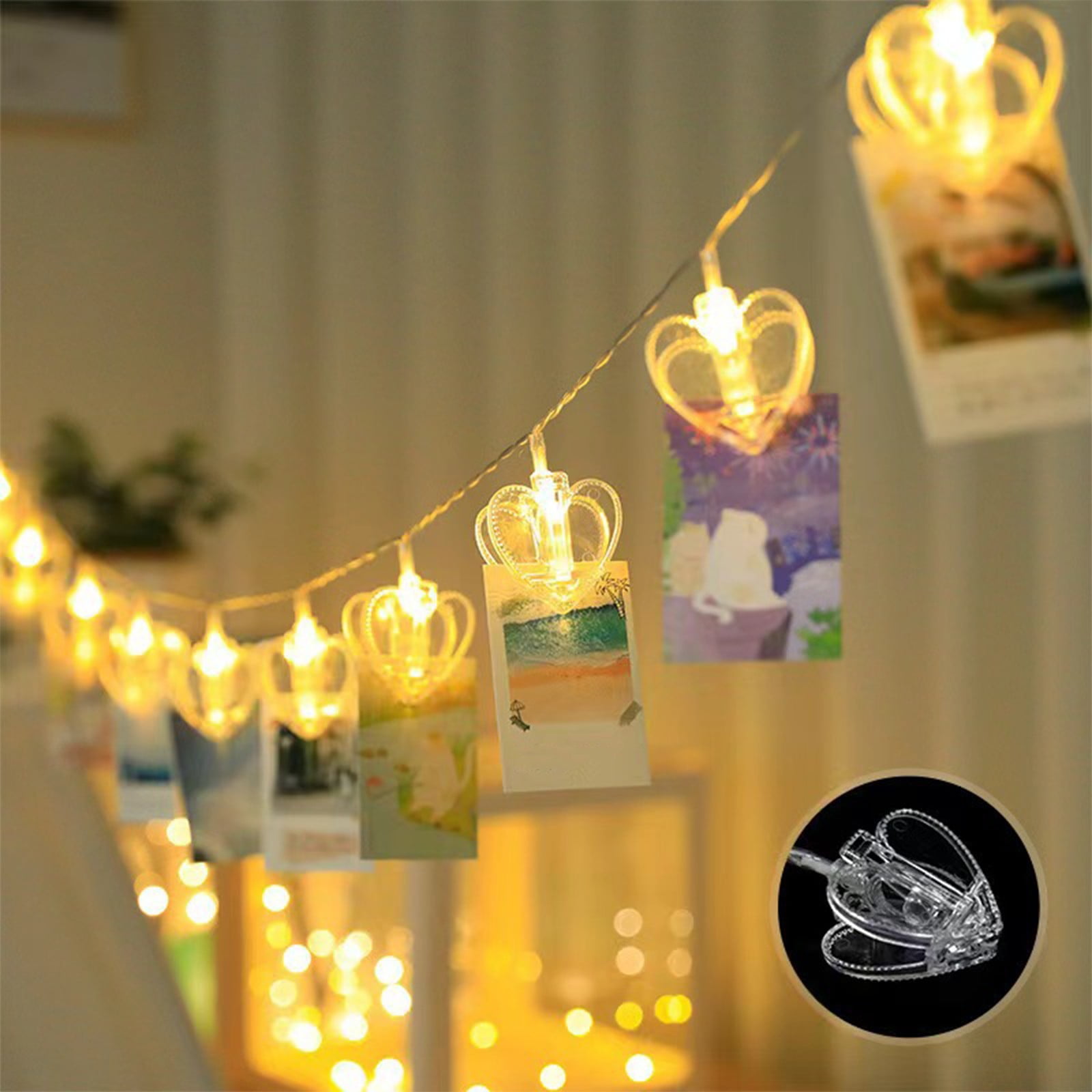 Matoen 4.92Ft - 10 LED Fairy String Lights with 10 Clear Clips for ...