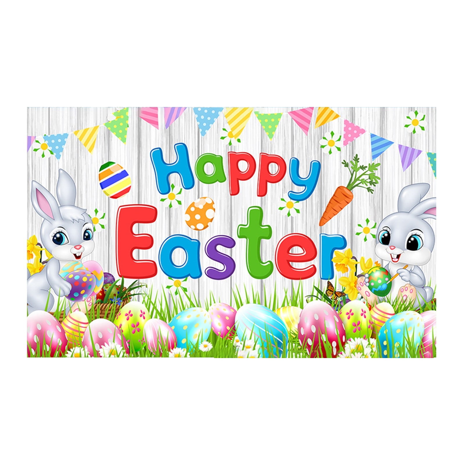 Matoen 43.3"x70.8" Spring Easter Backdrop Happy Easter Colorful ...