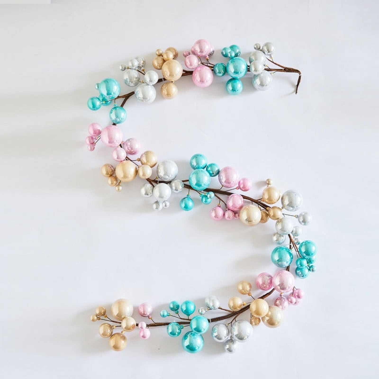 Matoen 4Ft Red Christmas Garland with Big Shiny Balls, Xmas Ornament ...