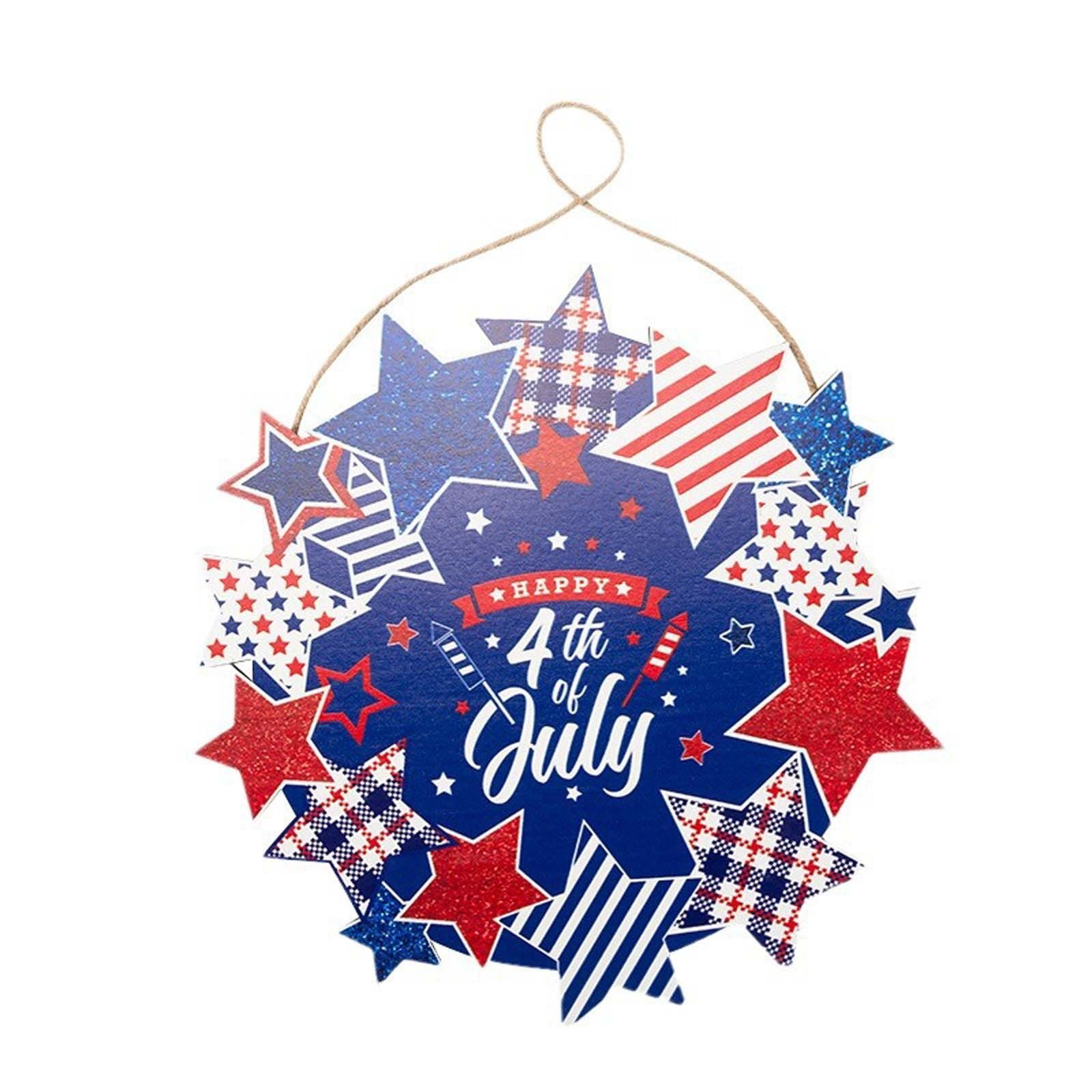 Matoen 4th of July Welcome Sign Decorations Wooden Signs Patriotic Star ...