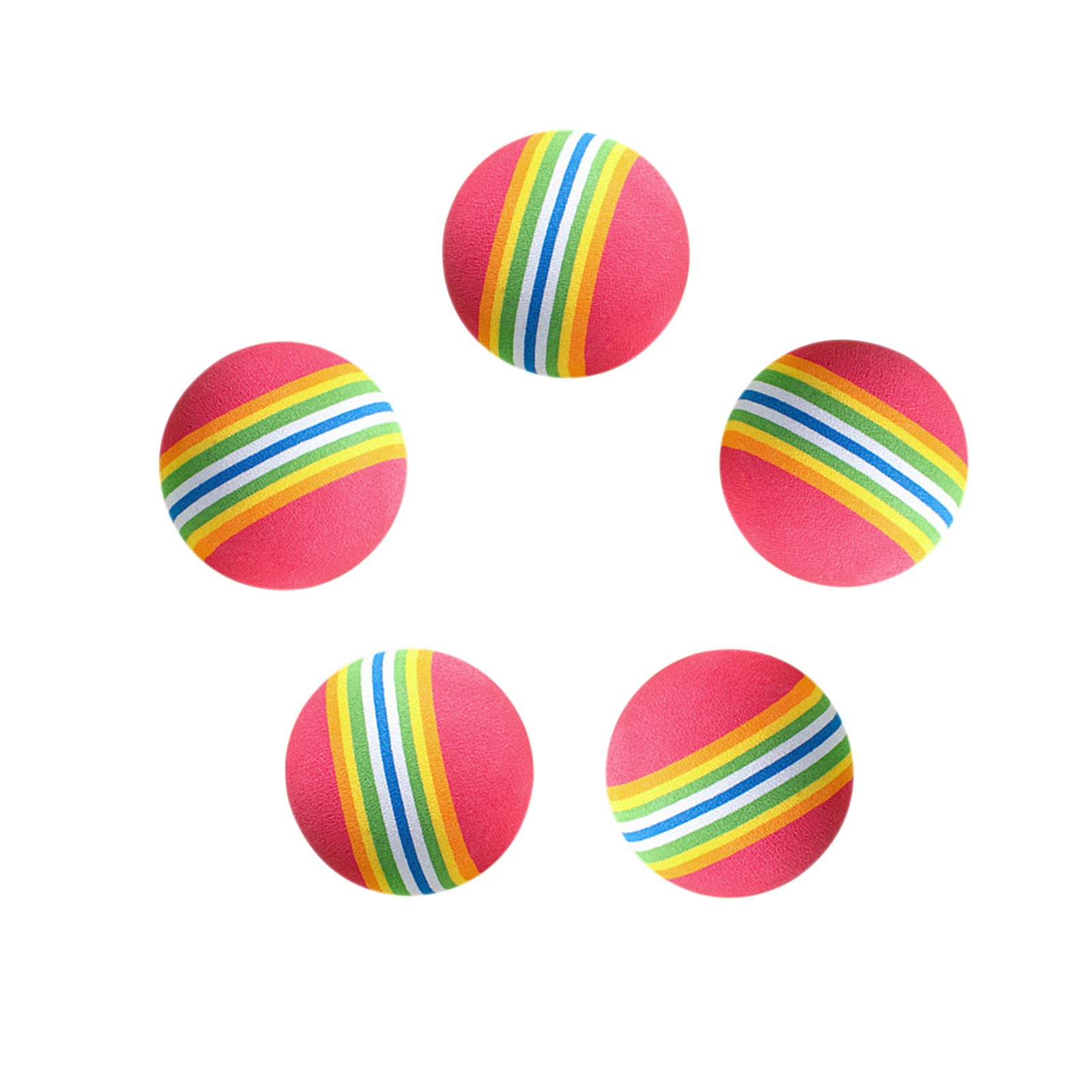 Matoen 5 Pcs 1.7" Red Rainbow Cat Toy Balls Soft Foam Interactive ...