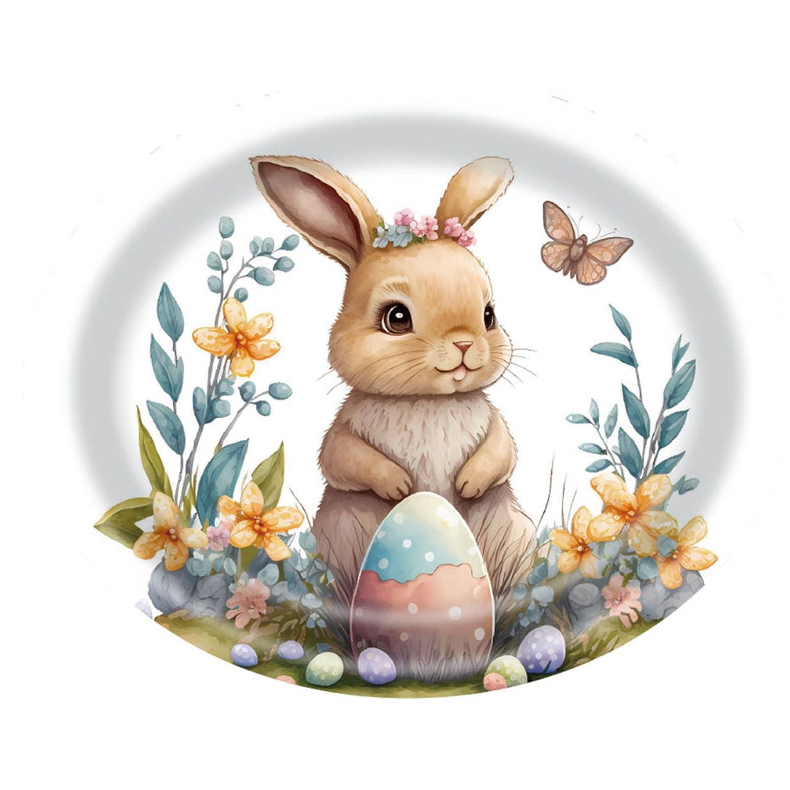 Matoen 50Pcs Easter Oval Paper Plate,Large Easter Paper Plate Bunny ...