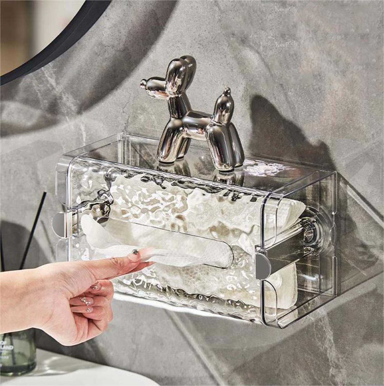 Matoen Acrylic Tissue Box, Clear Water Ripple Tissue Storage for ...
