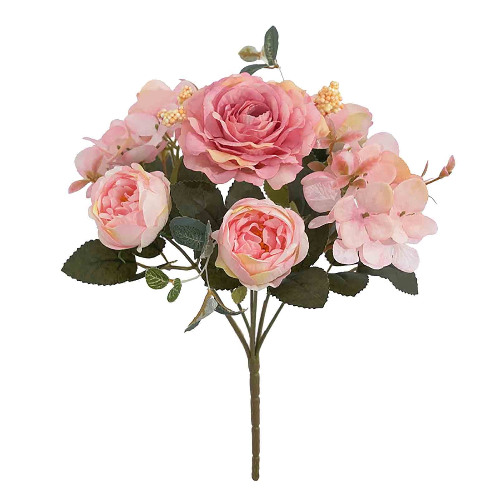 Matoen Artificial Flower, Faux Silk Mini Peony Flowers Bouquet, Fake ...