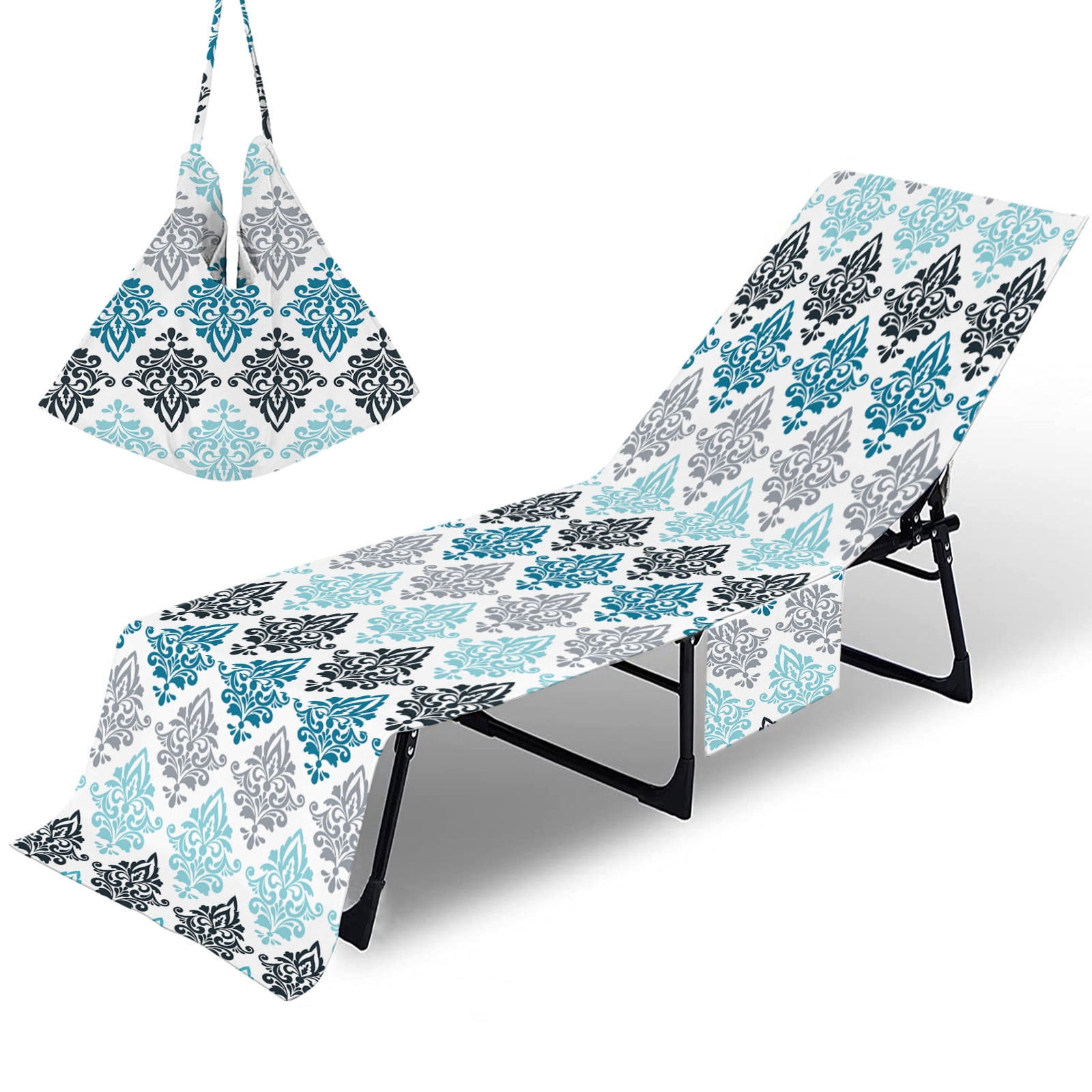 Matoen Beach Chair Cover with Side Pockets, Microfiber Lounge Chair ...