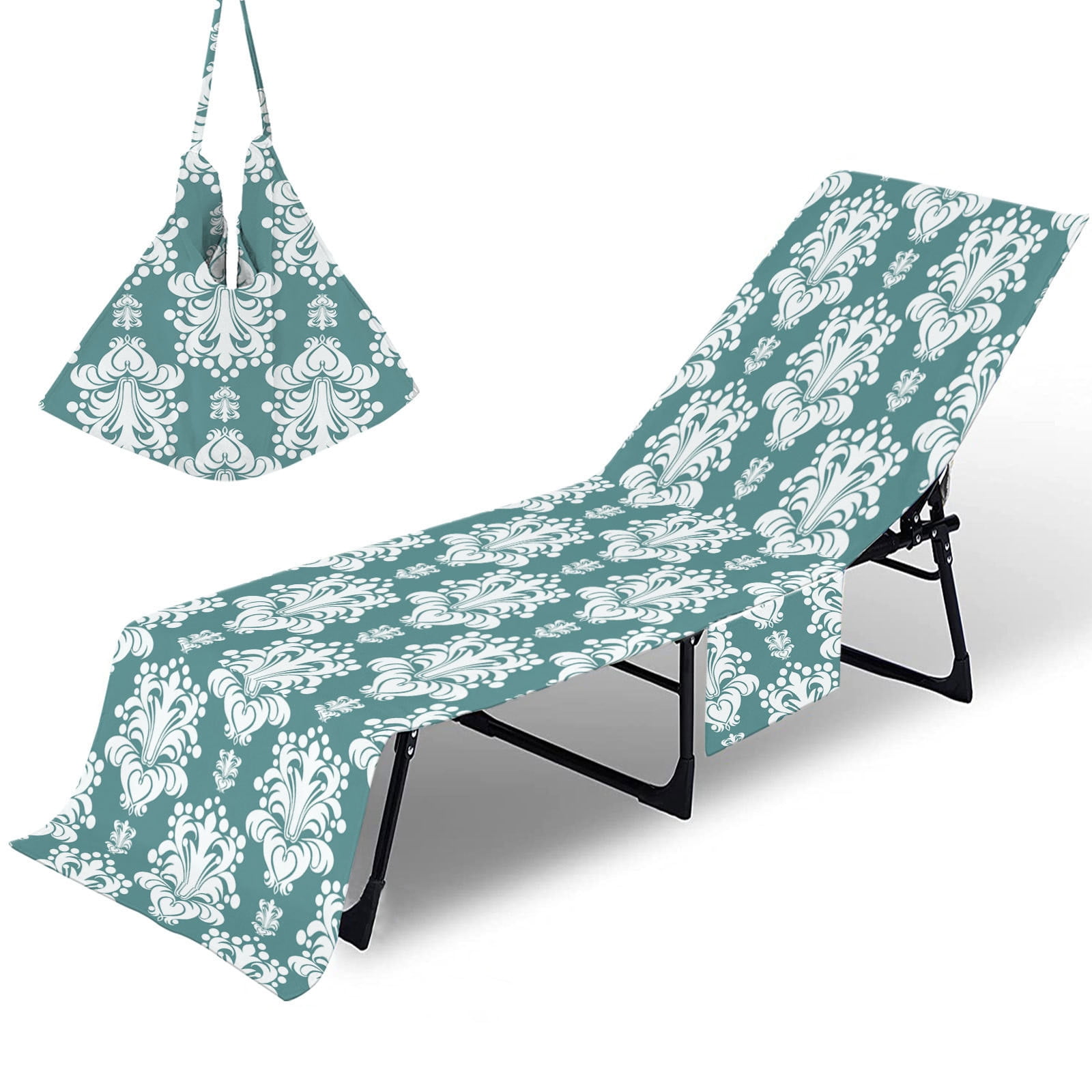 Matoen Beach Chair Cover with Side Pockets, Microfiber Lounge Chair ...