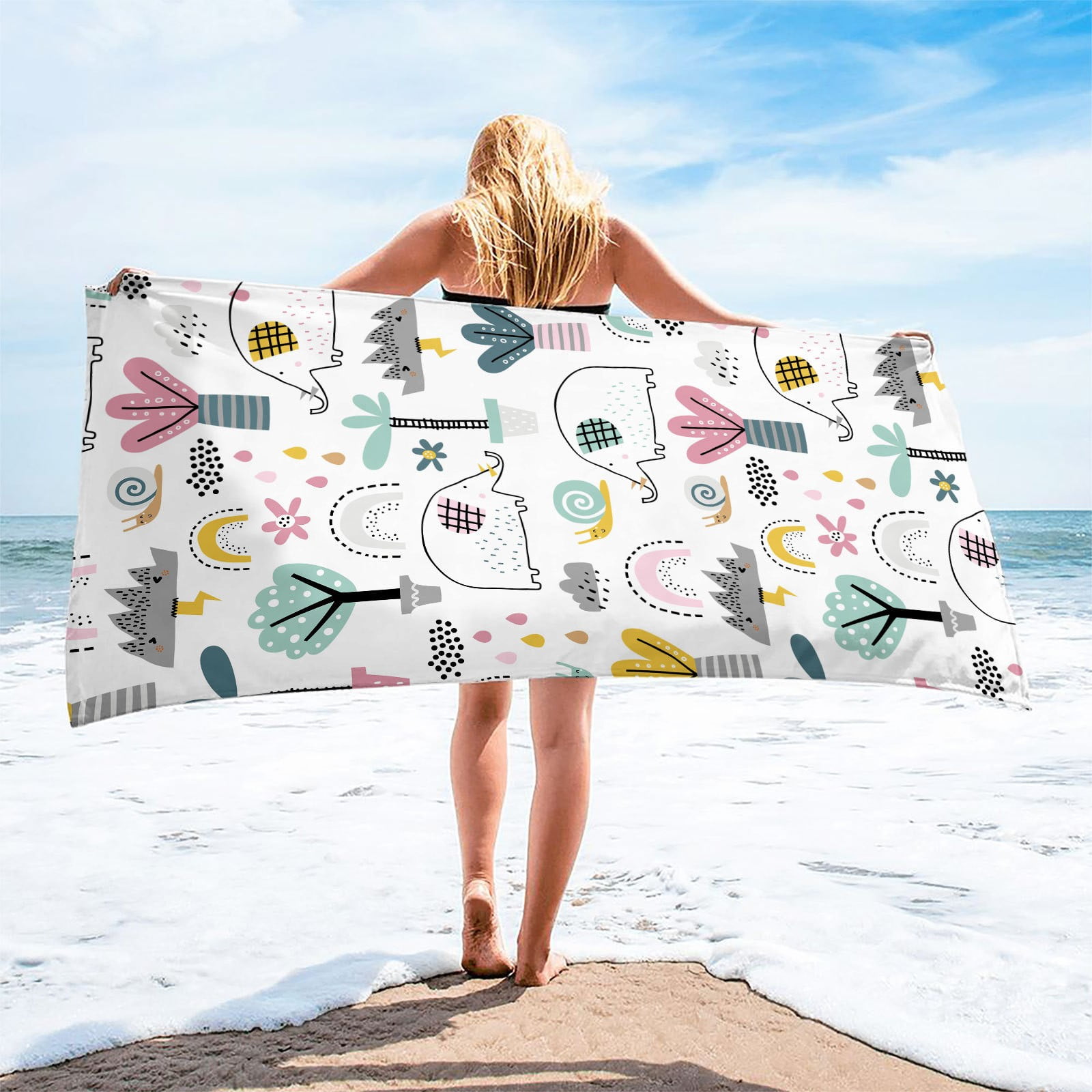 Matoen Beach Towel Oversized, Thick Sand Free Microfiber Beach Towel 59 ...