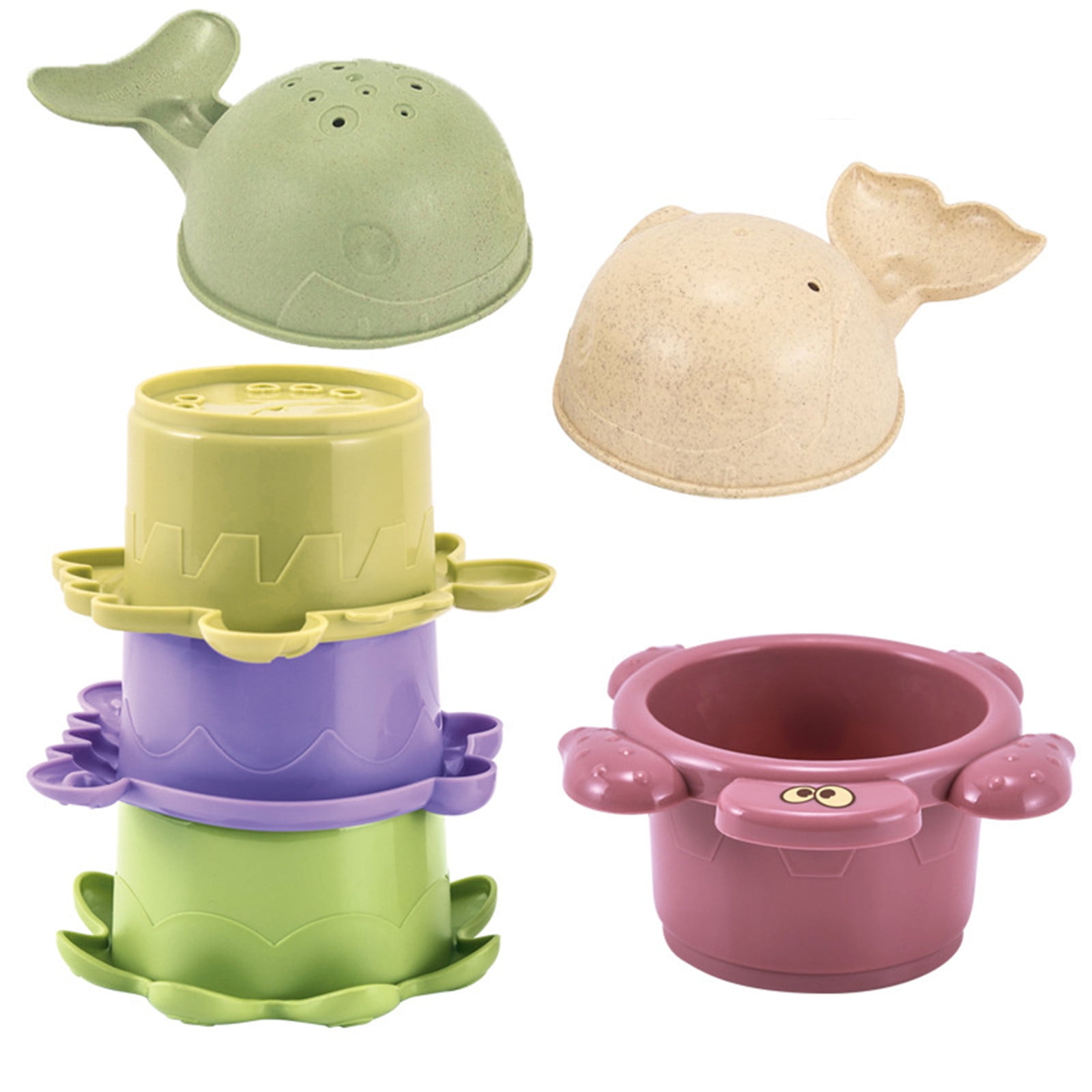 Matoen Beach Toys Stackable Boats with Dinosaur Bathing Spoon, 6Pcs ...