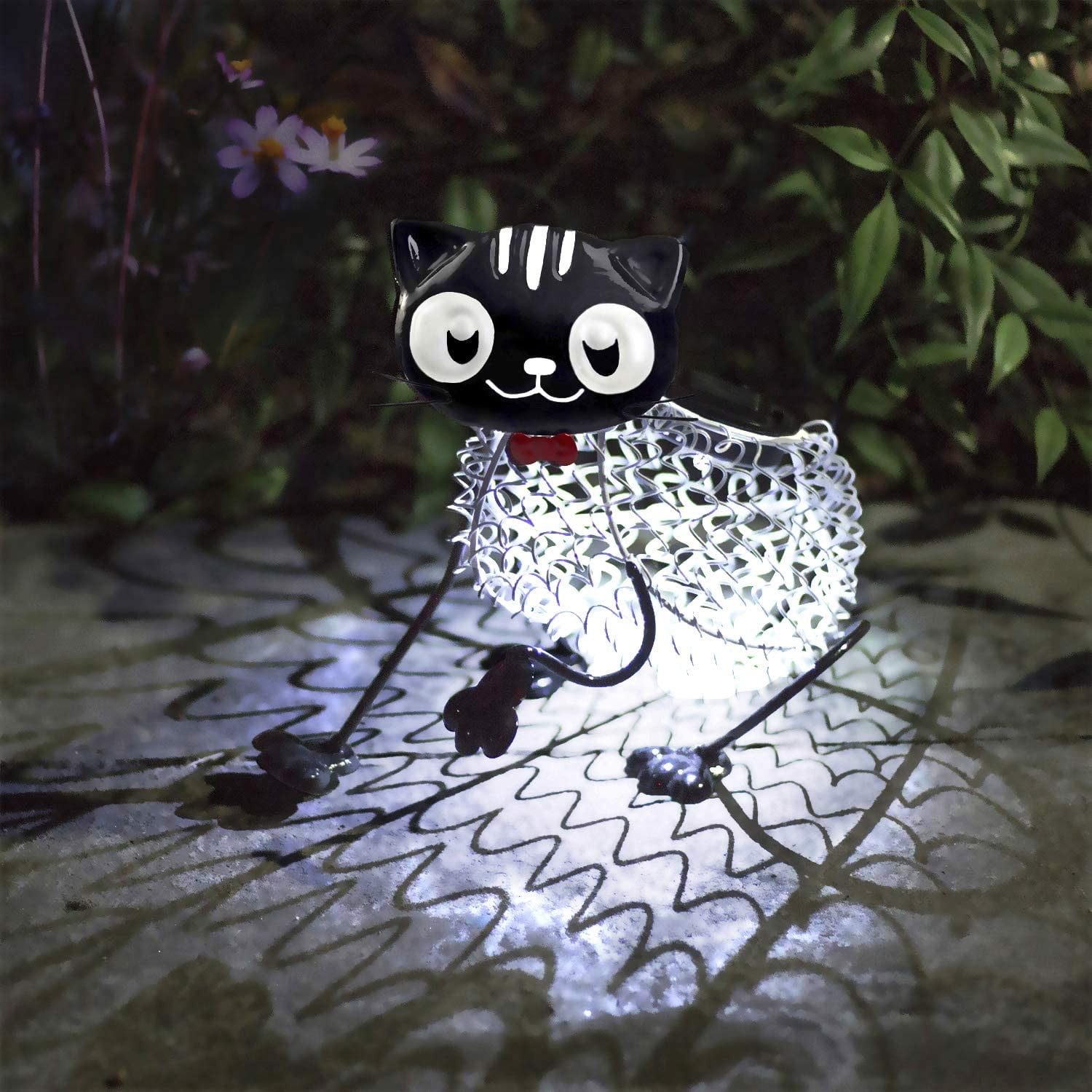 Matoen Cat Solar Lights, Solar Outdoor Decor, Metal Black Cat Light ...