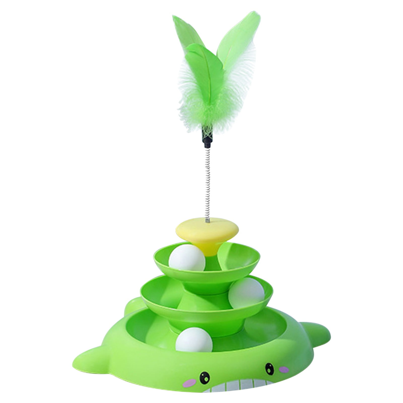 Matoen Cat Toy Roller with Feather stick, 3 Levels Tower Multiple Balls ...