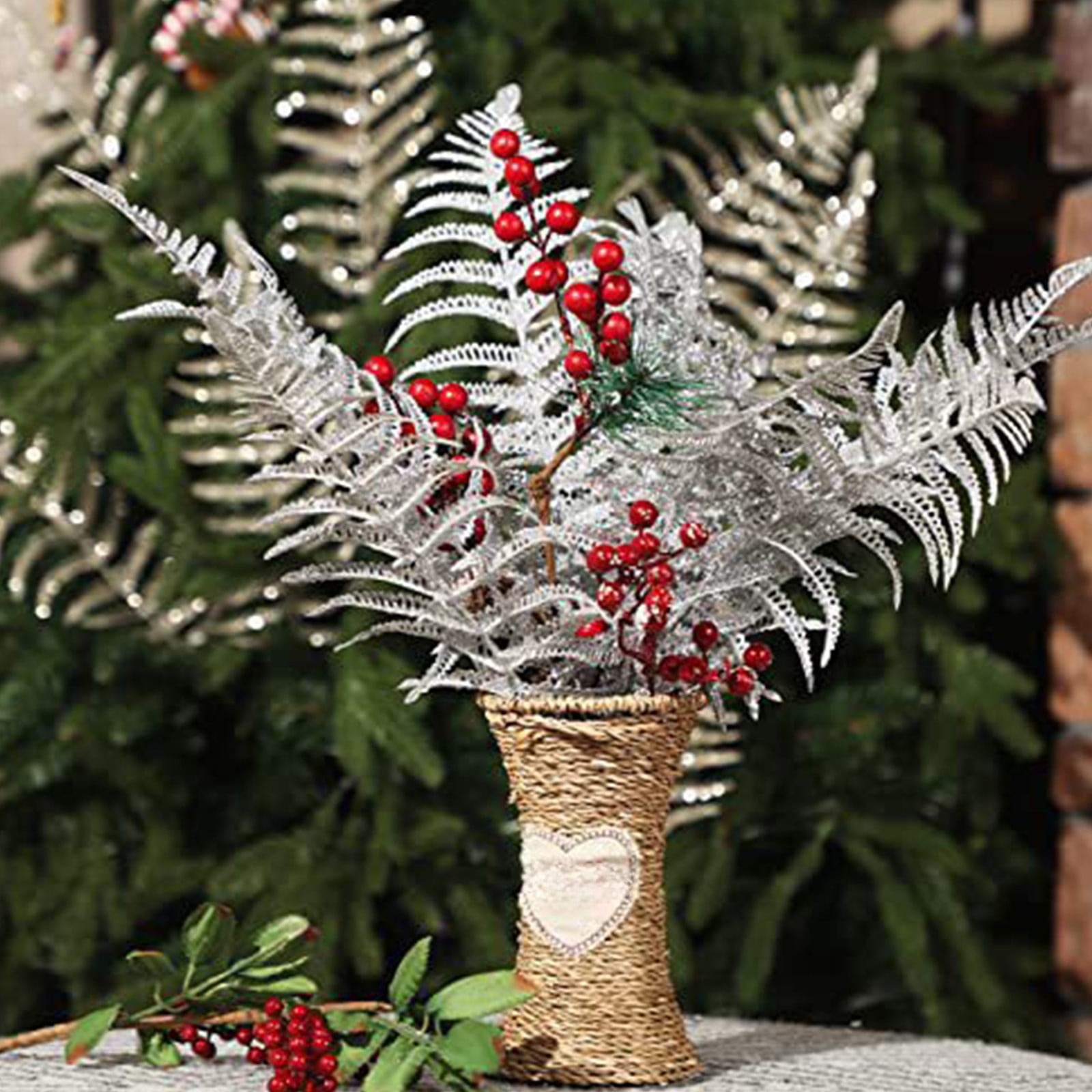 Matoen Christmas Glitter Leaves Artificial Tropical Leaf Christmas Tree ...