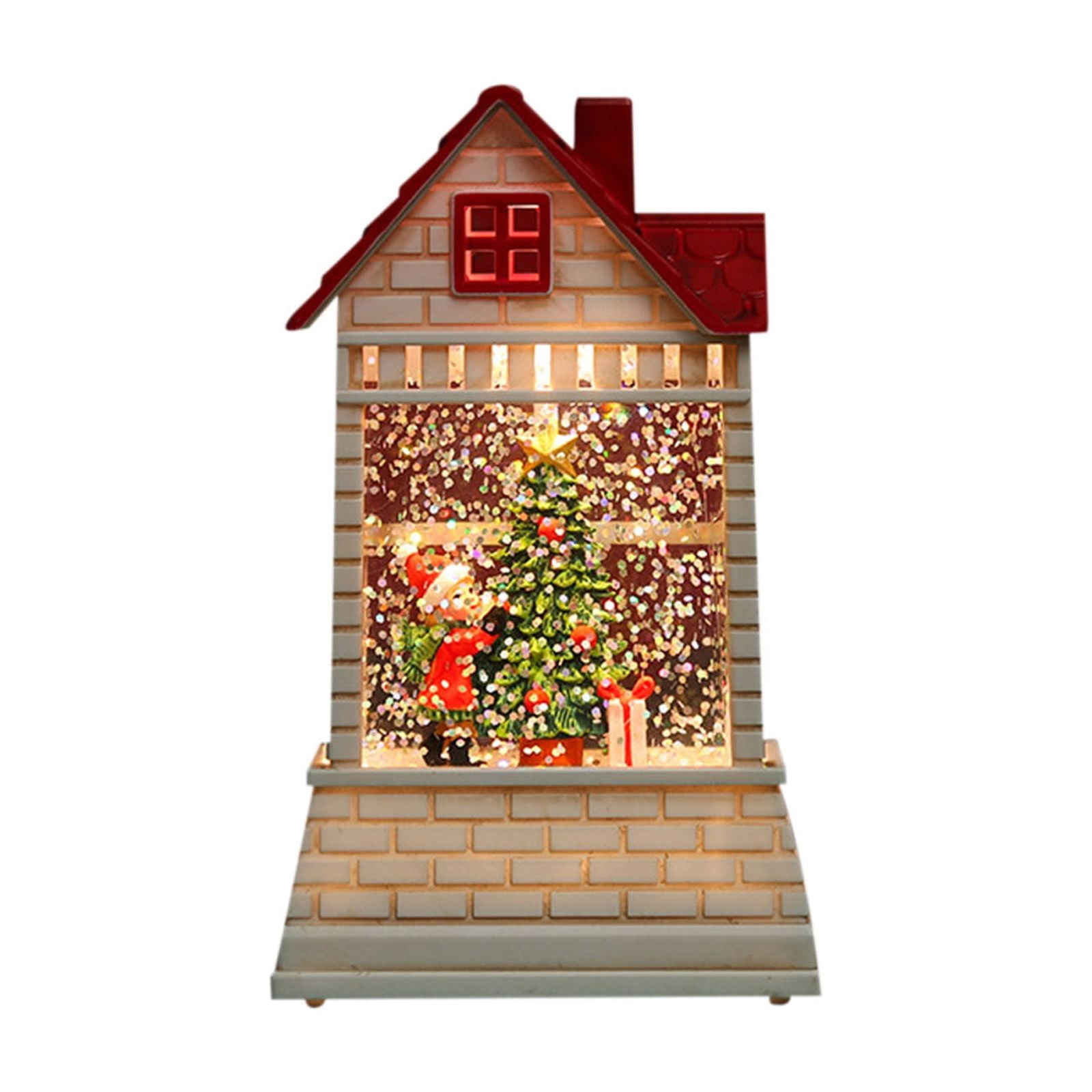 Matoen Christmas Snow Globe House, Lighted USB/Battery Operated Water ...