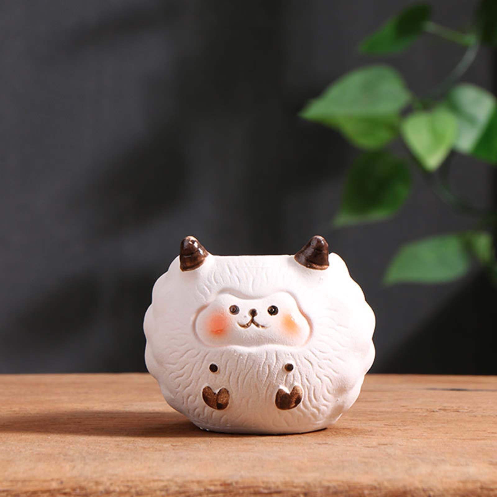 Matoen Cute Sheep-Shaped Ceramic Succulent Planter, 3-Inch Mini Flower ...