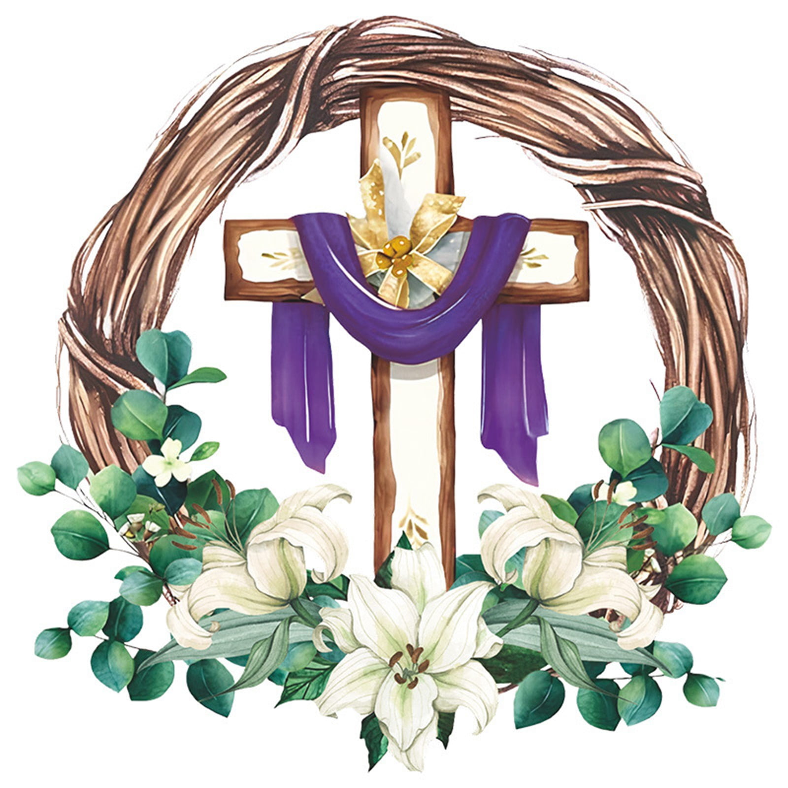 Matoen Easter , Easter Window Clings, Religious Cross Flower Stickers ...