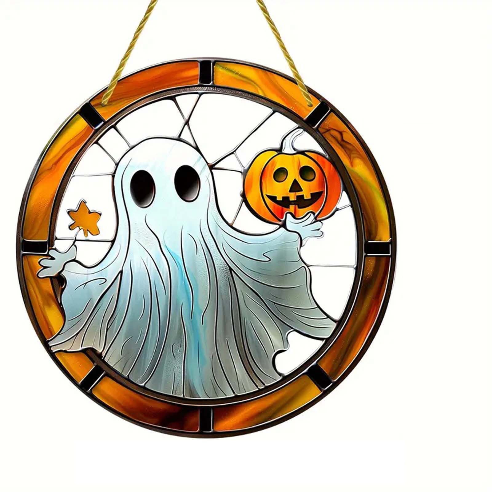 Matoen Halloween Ghost Stained Suncatcher Window Hangings Suncatcher ...