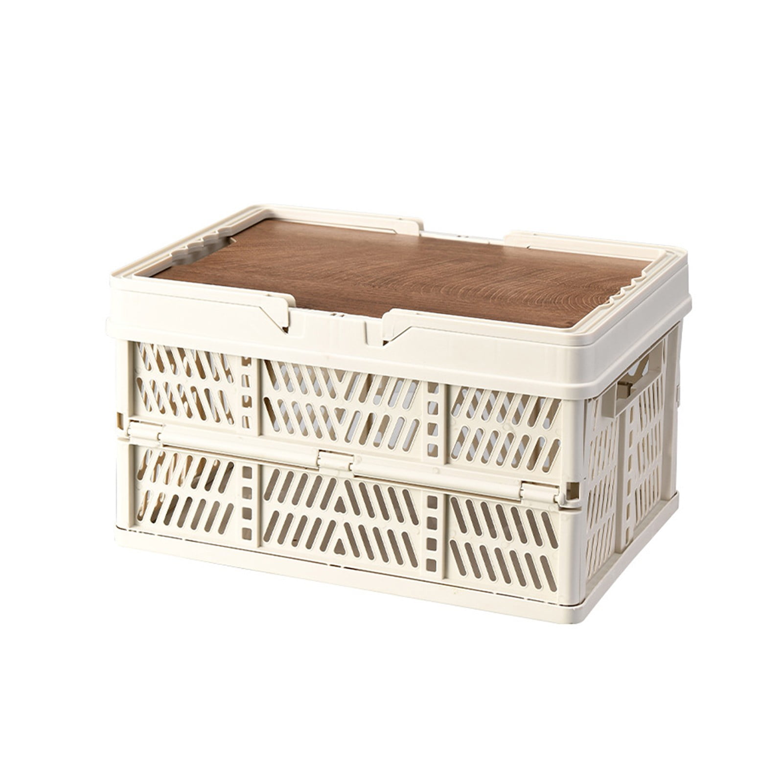 Matoen Large Capacity Camping Storage Box with Wooden Lid Foldable 3 ...