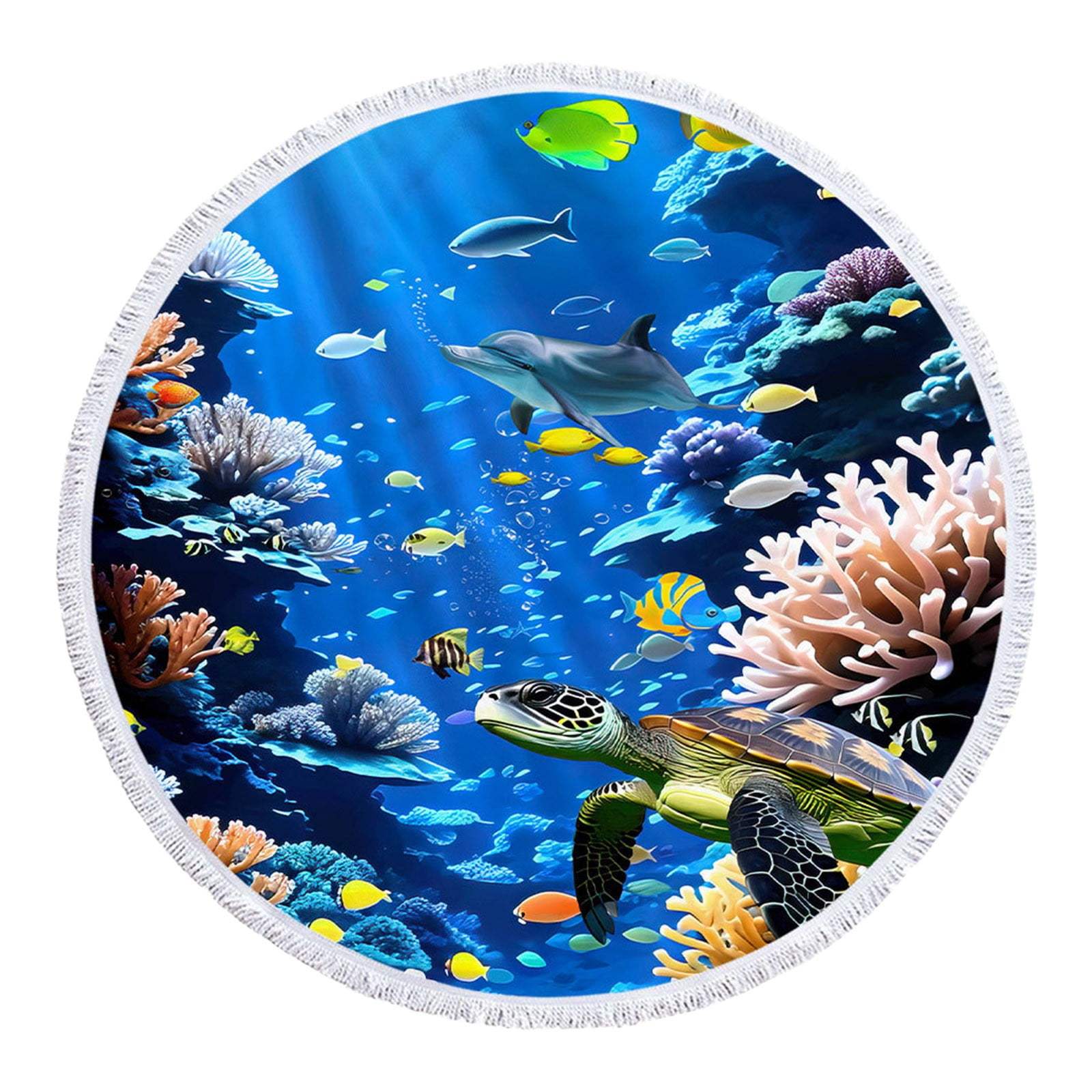 Matoen Large Round Beach Towels Tassels Microfiber Ocean Theme Towels ...