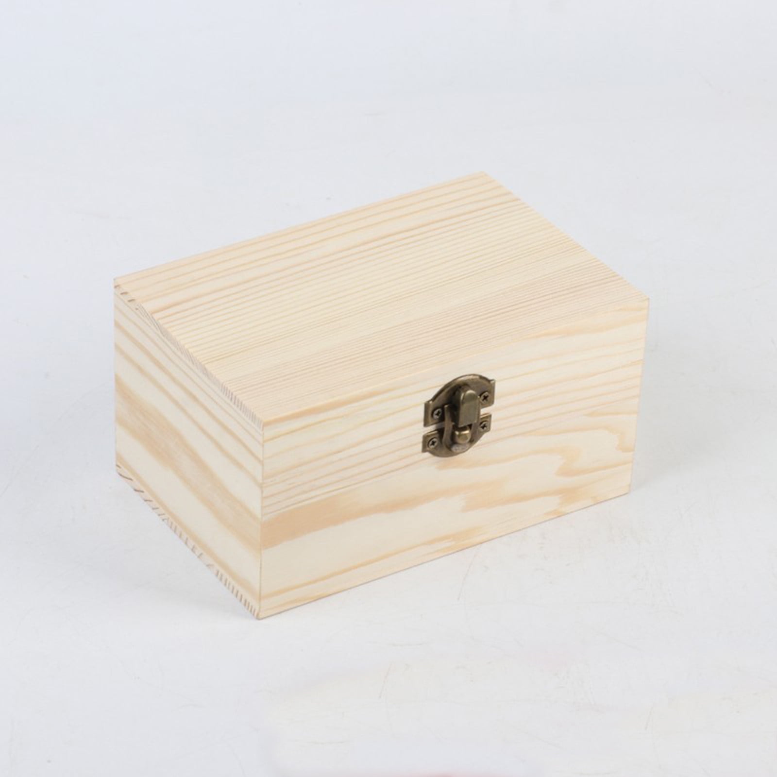 Matoen Large Wooden Box with Hinged Lid, Unfinished Wood Box, Desktop ...