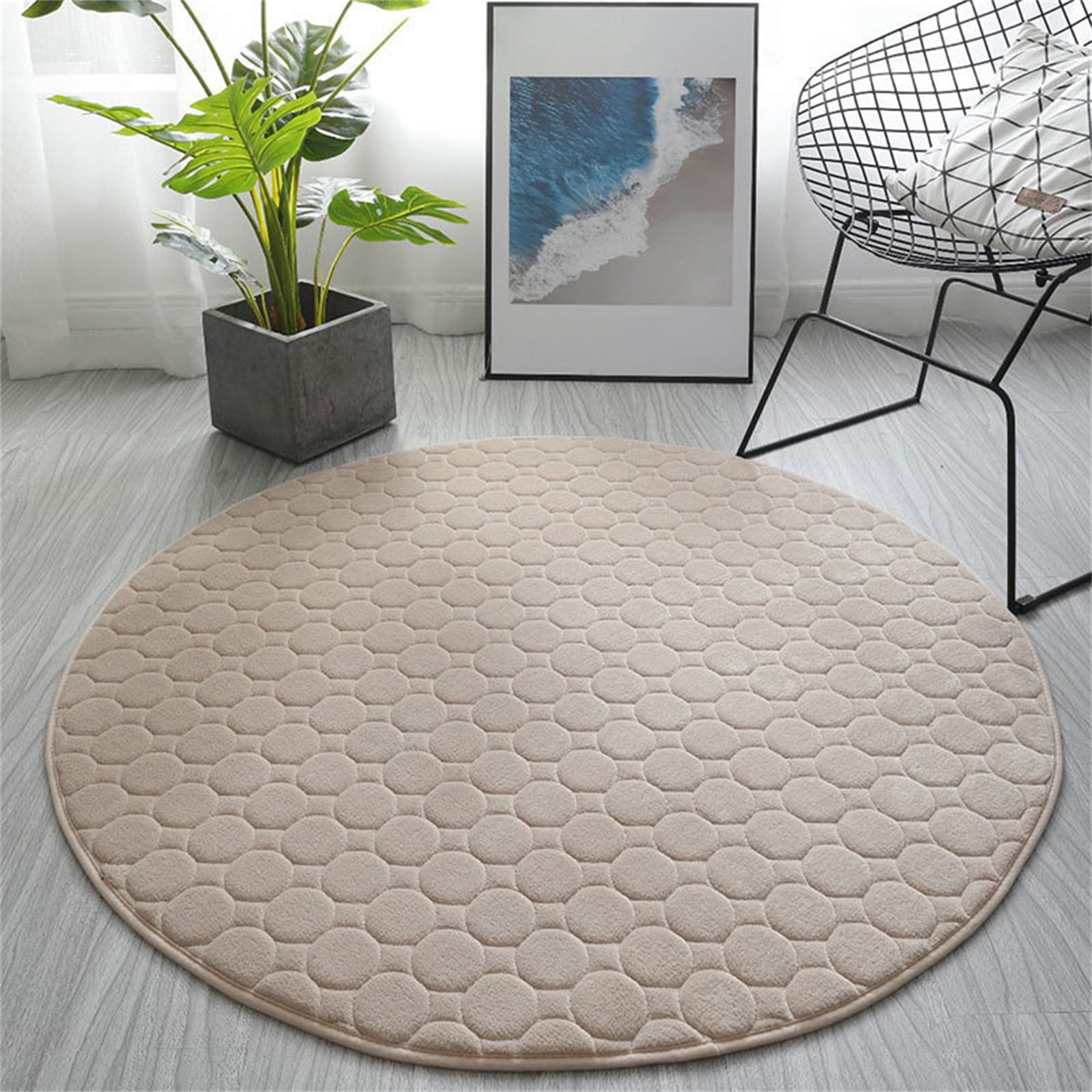 Matoen Light Weight Rug for Bedroom 2ft, Round Rug for Kids Room, Furry ...