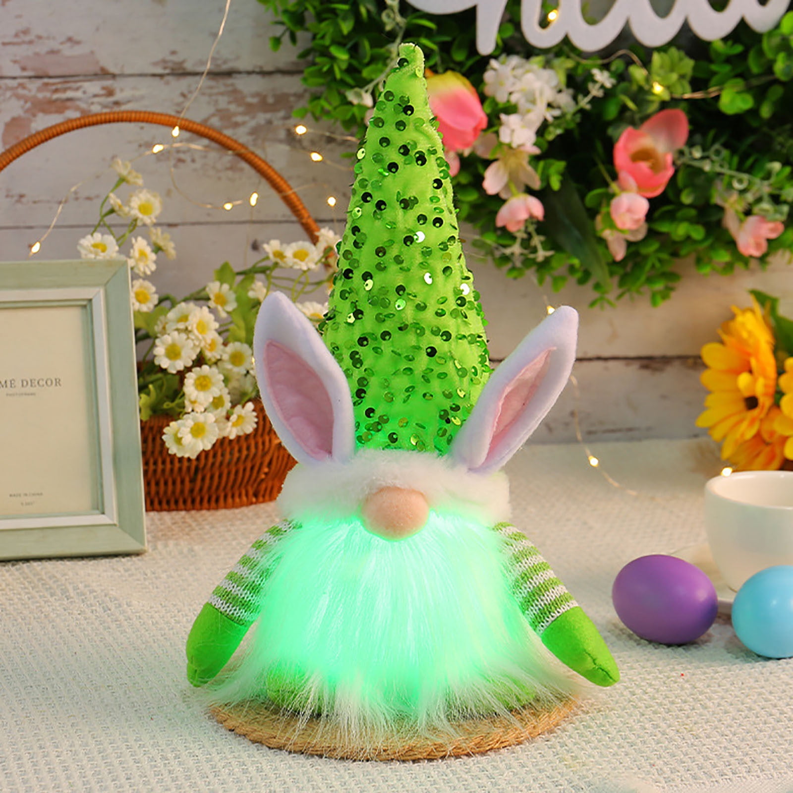 Matoen Lighted Bunny Easter Gnomes Decorations Spring Gnomes Plush ...