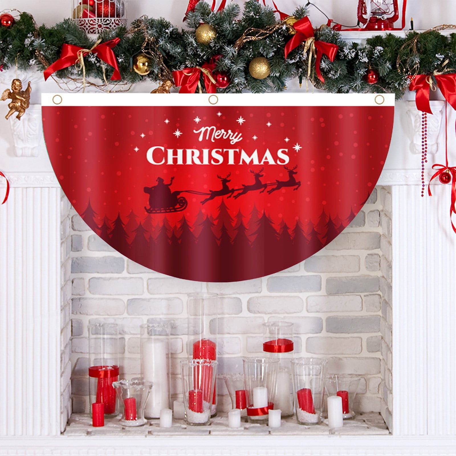 Matoen Merry Christmas Fan Flag Santa Welcome Christmas Bunting Flag ...