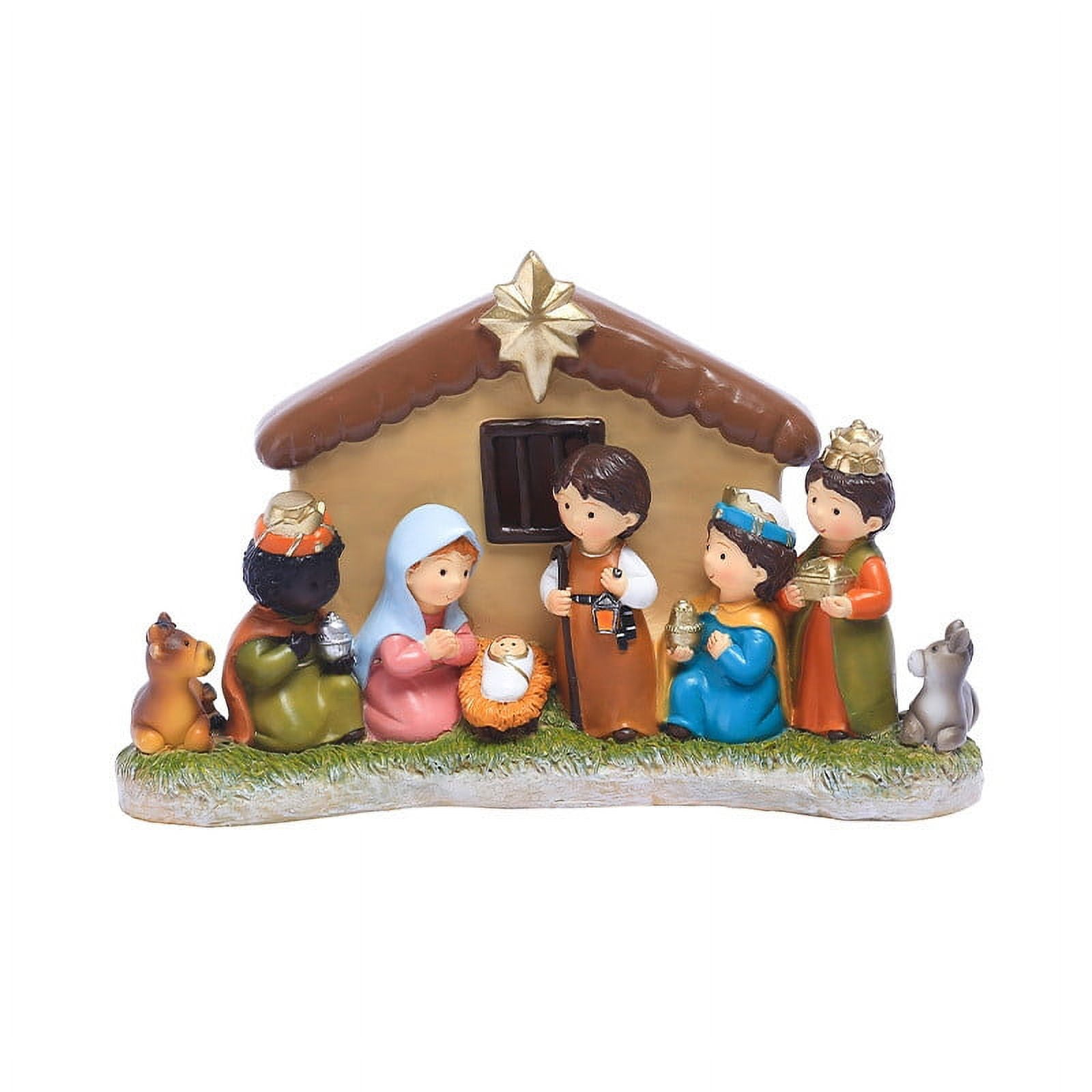 Matoen Mini Christmas Nativity Set with LED Light includes Resin ...