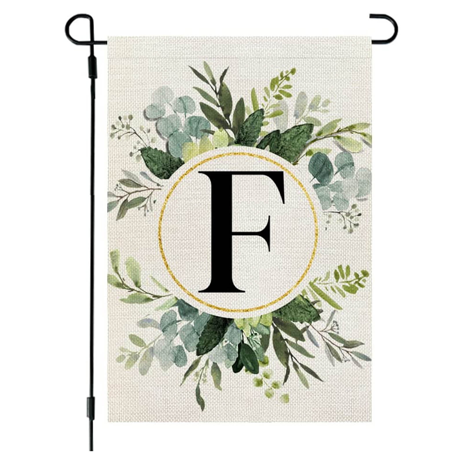 Matoen Monogram Initial F Burlap Garden Porch Lawn Flag Farmhouse ...
