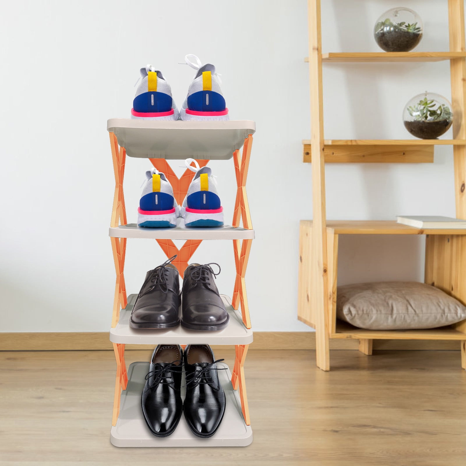Matoen Narrow Shoe Rack for Entryway, 4-Tier Sturdy Plastic Shoe Shelf ...