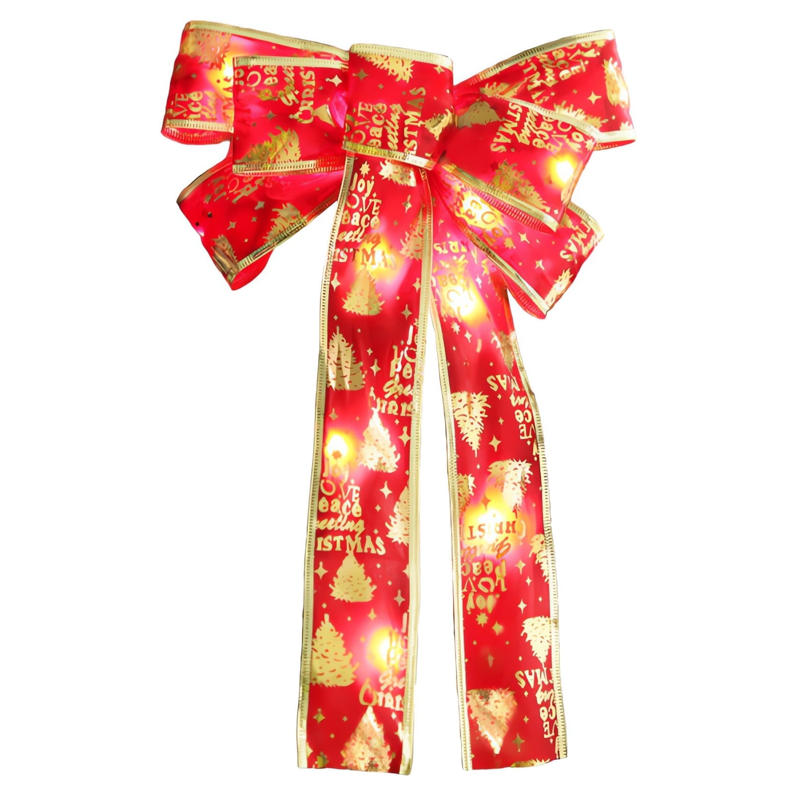 Matoen Red Christmas Bows with LED Lights, 8.66''x12.6'' Christmas Tree ...