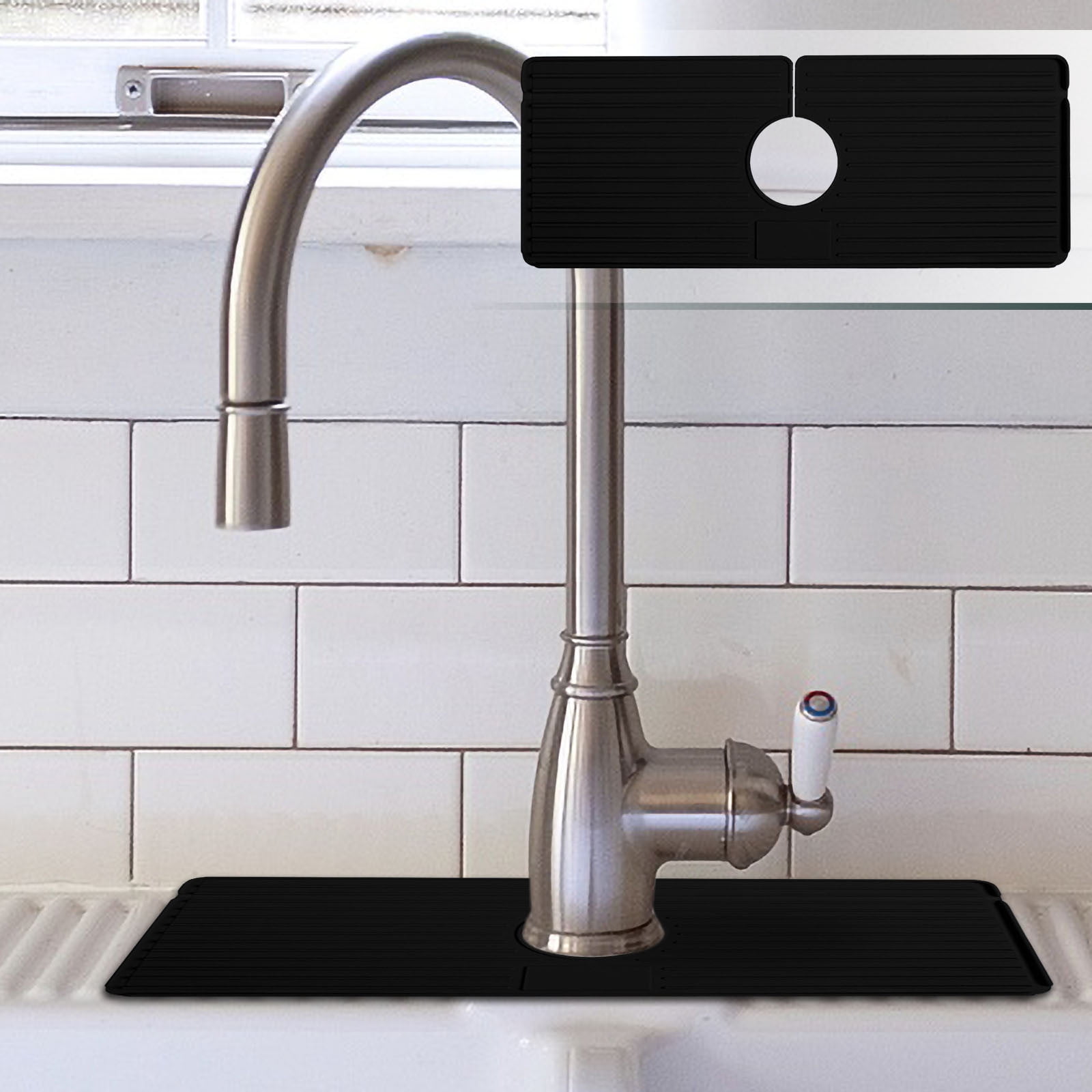 Matoen Silicone Sink Splash Guard - Slope Upgraded Faucet Mat for ...