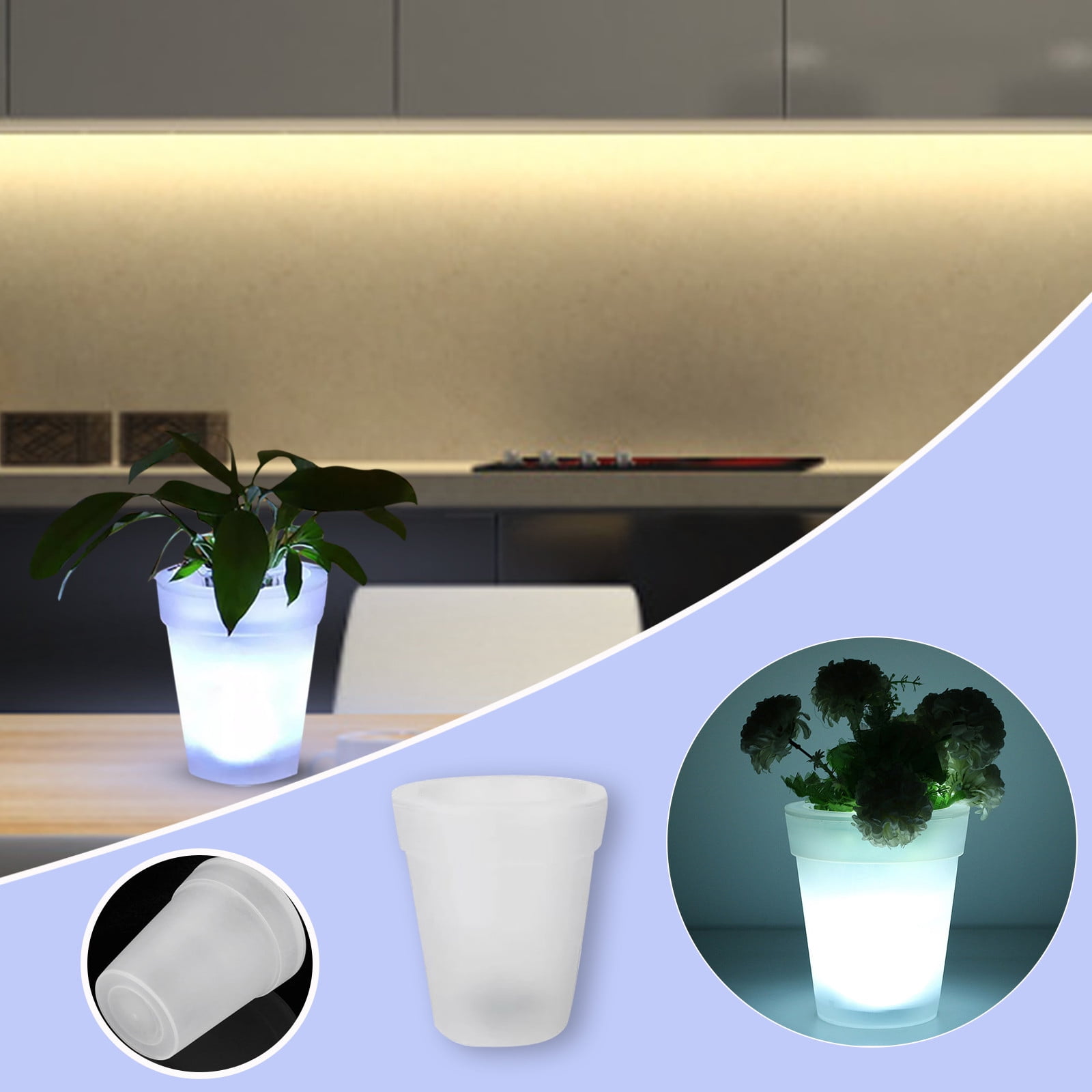Matoen Solar Flower Pot Lights, White Modern LED Light Planter Pot ...