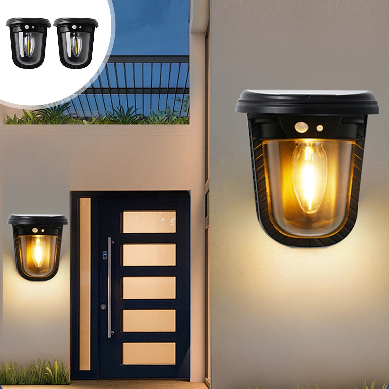 Matoen Solar Lights Outdoor, Dusk to Dawn Solar Wall Sconce Motion ...