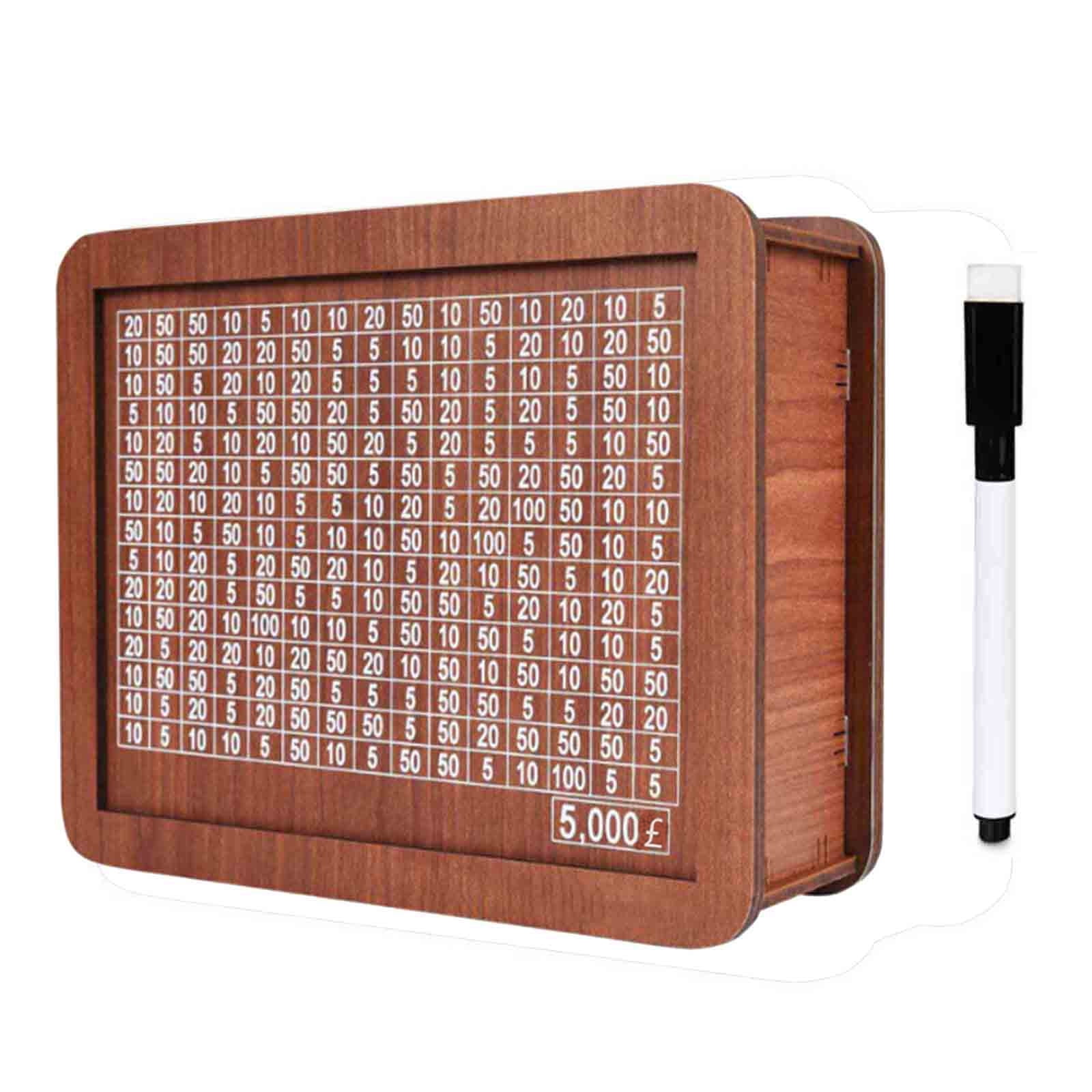 Matoen Wooden Money Saving Box with Cash Vault $10000, Piggy Bank for Adults Kids Boys with ...