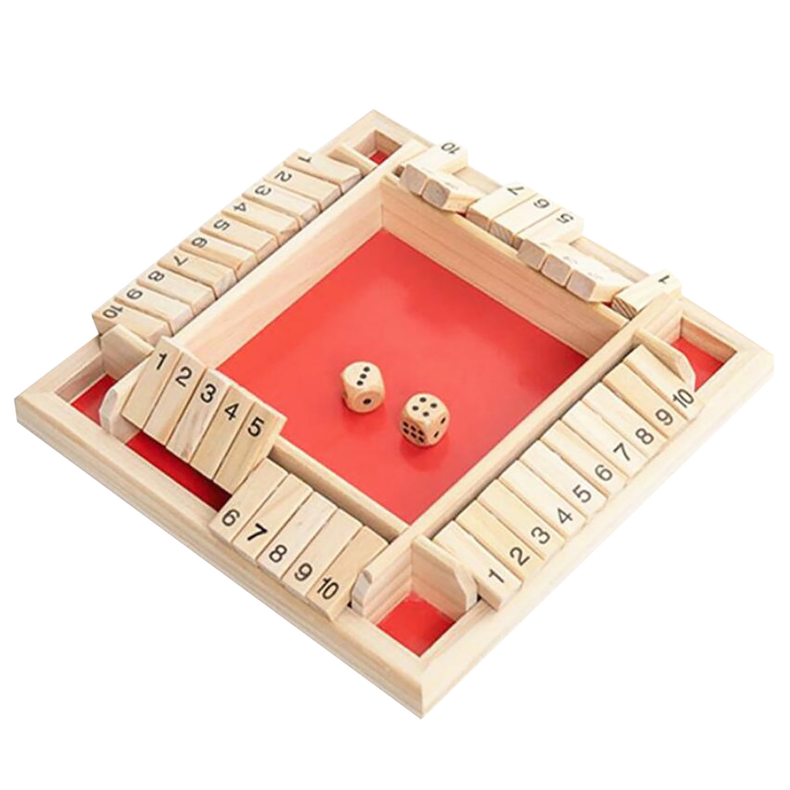 Matoen Wooden Number Board, Educational Shut The Box 4 Sided 10 Number ...