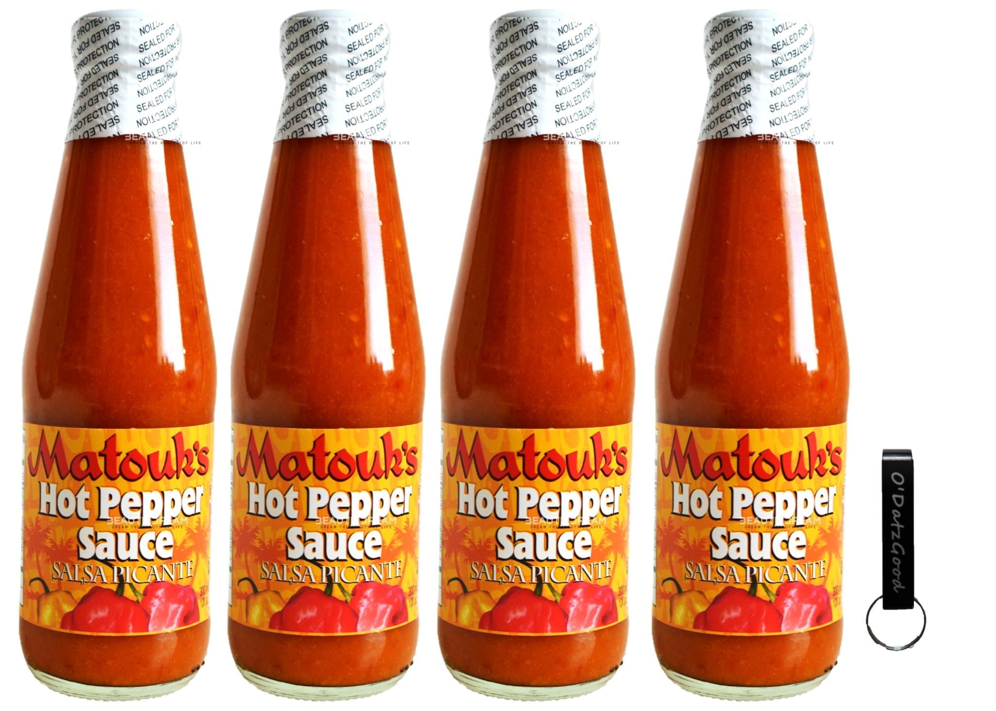 Matouks Hot Pepper Sauce 10 fl. oz (300ml) Pack of 4 Packaged w ...