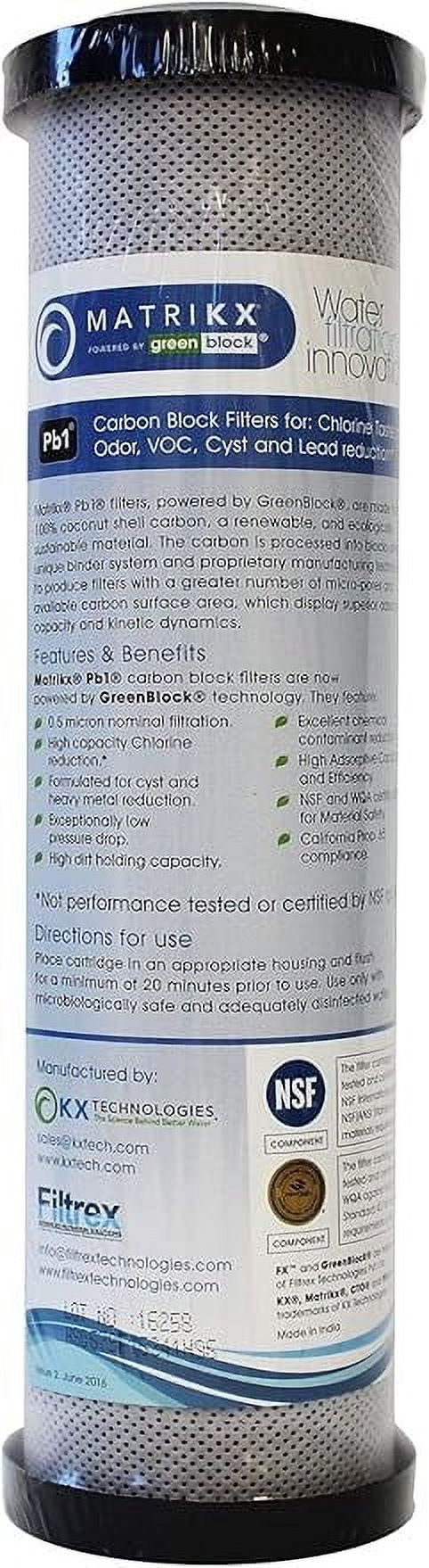 MatriKX (06-250-10-GREEN) 9.75 .75 Pb1 Carbon Block Lead Removal 0.5 ...