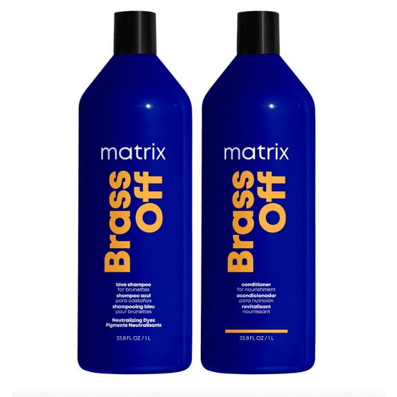 Matrix Brass Off Shampoo and Conditioner, 33oz Duo, Neutralizes Brassy ...