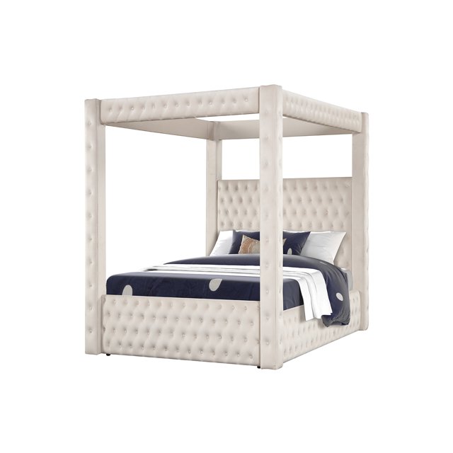 Matrix Furniture Monica Modern Style Full Crystal Tufted Bed Made with ...