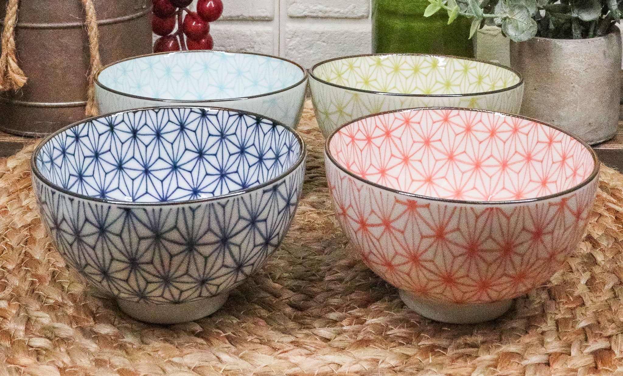 Matrix Polygon Colorful Japanese Bowls Food Safe 4.5"D Japan Made Bowl Set Of 4 - Walmart.com