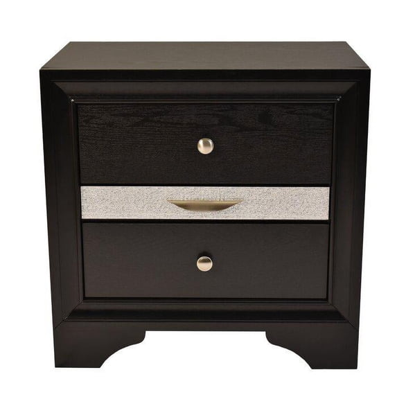 Matrix Traditional Style 2 Drawer Nightstand In Black Color made with ...
