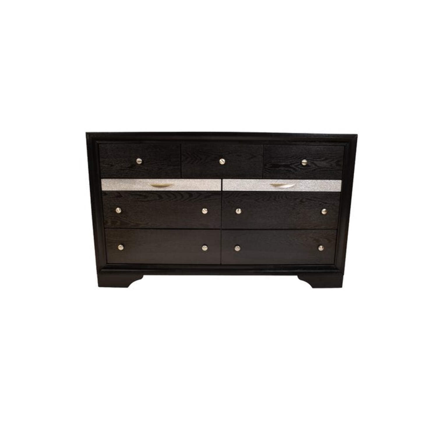 Matrix Traditional Style 7 Drawer Dresser Made With Wood In Black Black ...
