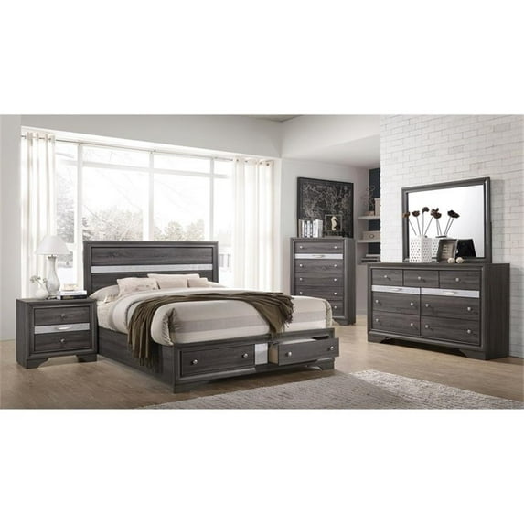 Matrix Traditional Style Full 5 PC Storage Bedroom Set made with Wood ...